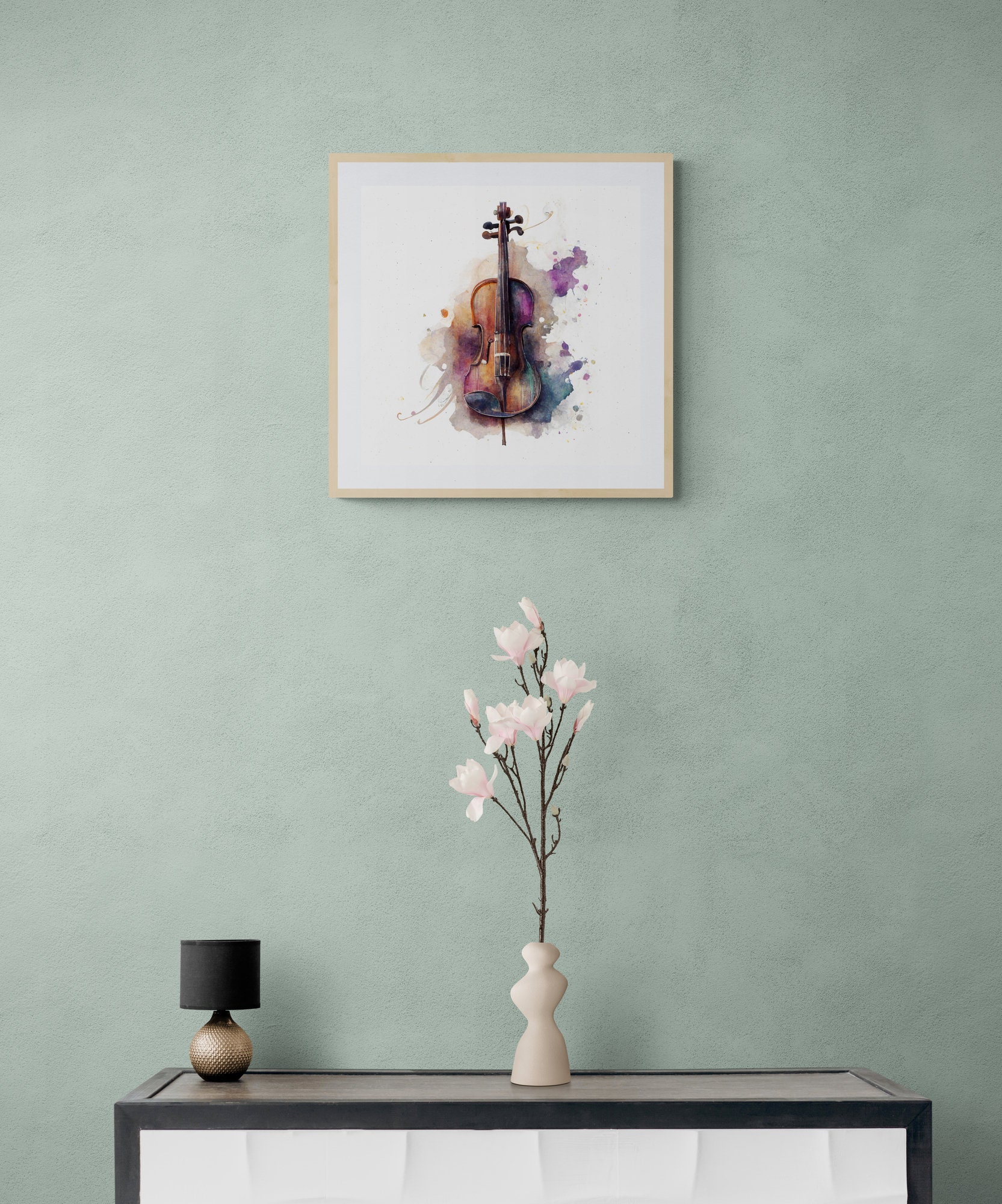 Violin Wall Art, Instrument Wall Art, Watercolor Wall Art, Violin ...