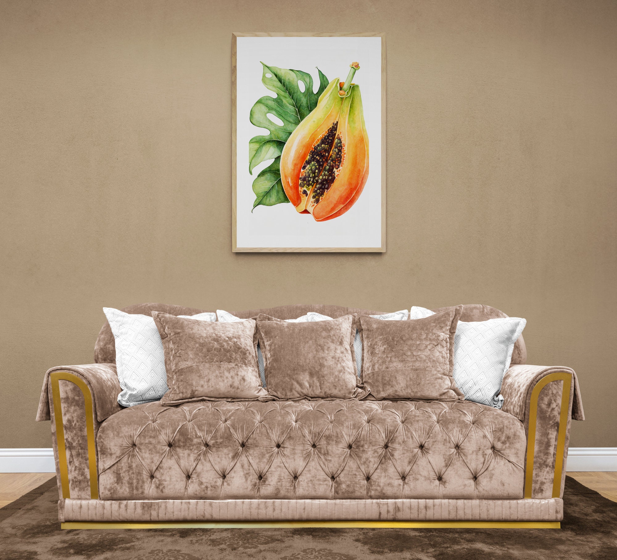 Papaya Fruit Wall Art, Fruit Printable Art, Papaya Print, Fruit Market ...