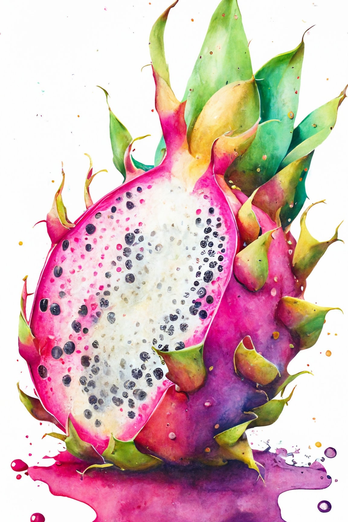 Dragon Fruit Wall Art, Fruit Printable Art, Dragon Print, Fruit Market ...