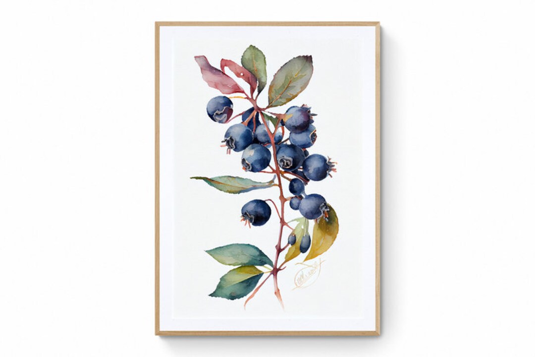 Blueberry Fruit Wall Art, Fruit Printable Art, Blueberry Print, Fruit ...