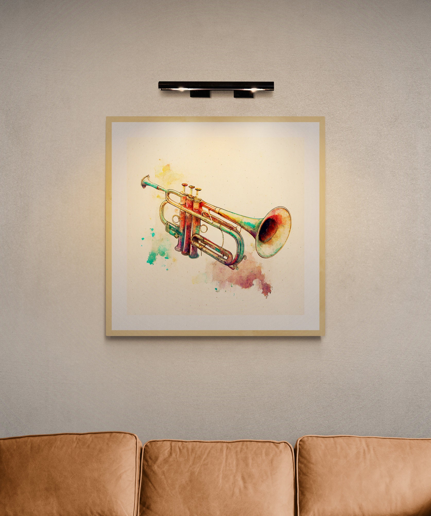 Trumpet Wall Art, Instrument Wall Art, Watercolor Wall Art, Trumpet ...