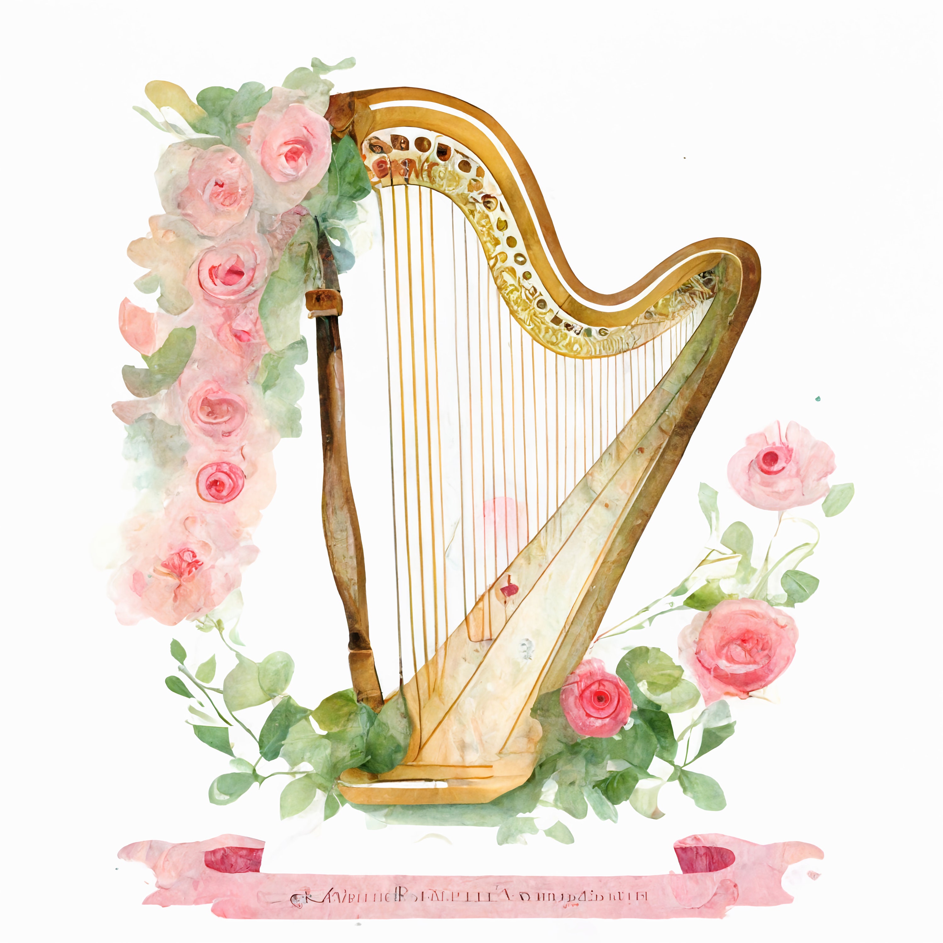Harpe Wall Art, Instrument Wall Art, Art mural aquarelle, Harp Lovers ...