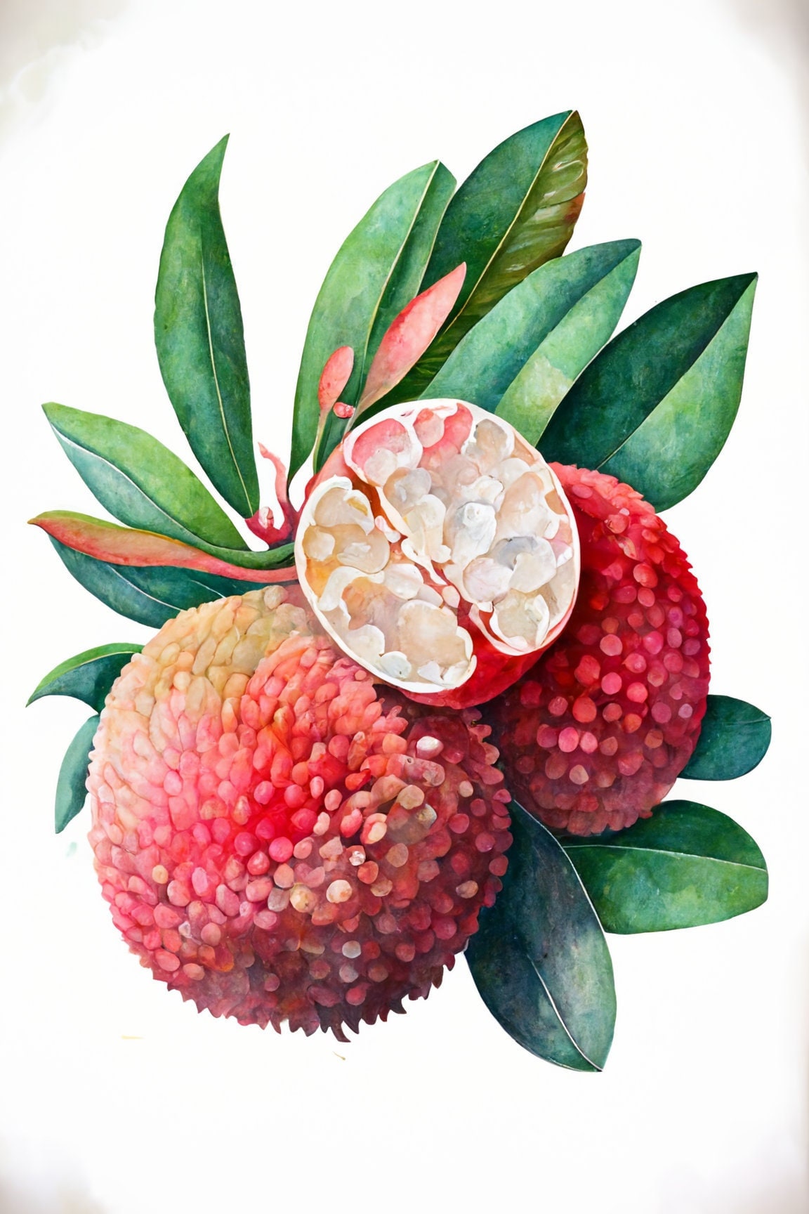 Lychee Fruit Wall Art Fruit Printable Art Lychee Print - Etsy