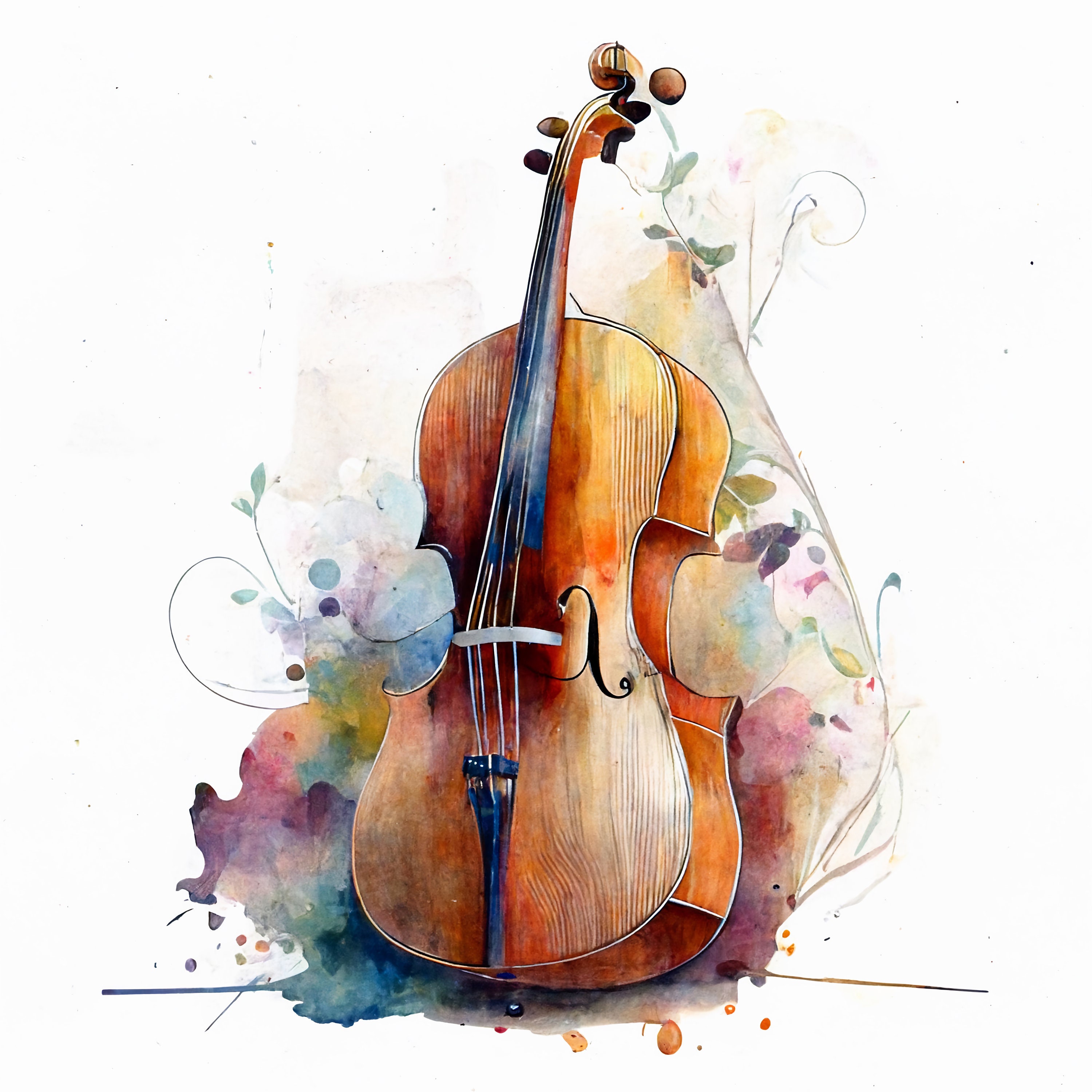 Cello Wall Art, Instrument Wall Art, Watercolor Wall Art, Cello Lovers ...