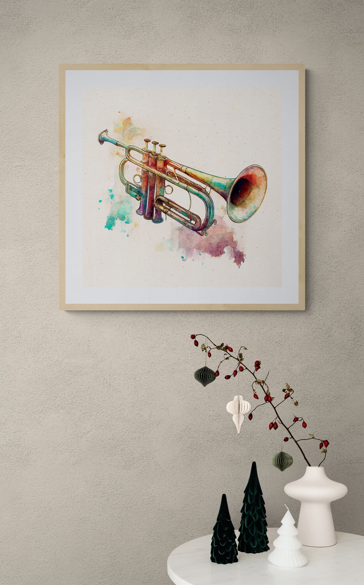Trumpet Wall Art, Instrument Wall Art, Watercolor Wall Art, Trumpet ...