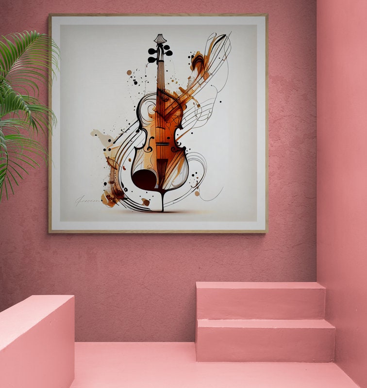 Violin Wall Art, Instrument Wall Art, Watercolor Wall Art, Violin ...