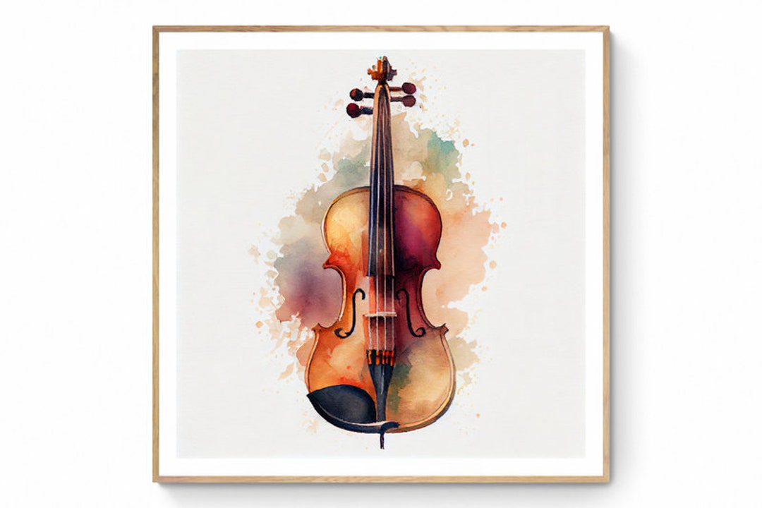 Violin Wall Art, Instrument Wall Art, Watercolor Wall Art, Violin ...