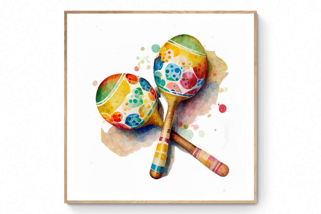 Maracas Wall Art, Instrument Wall Art, Watercolor Wall Art, Maracas ...