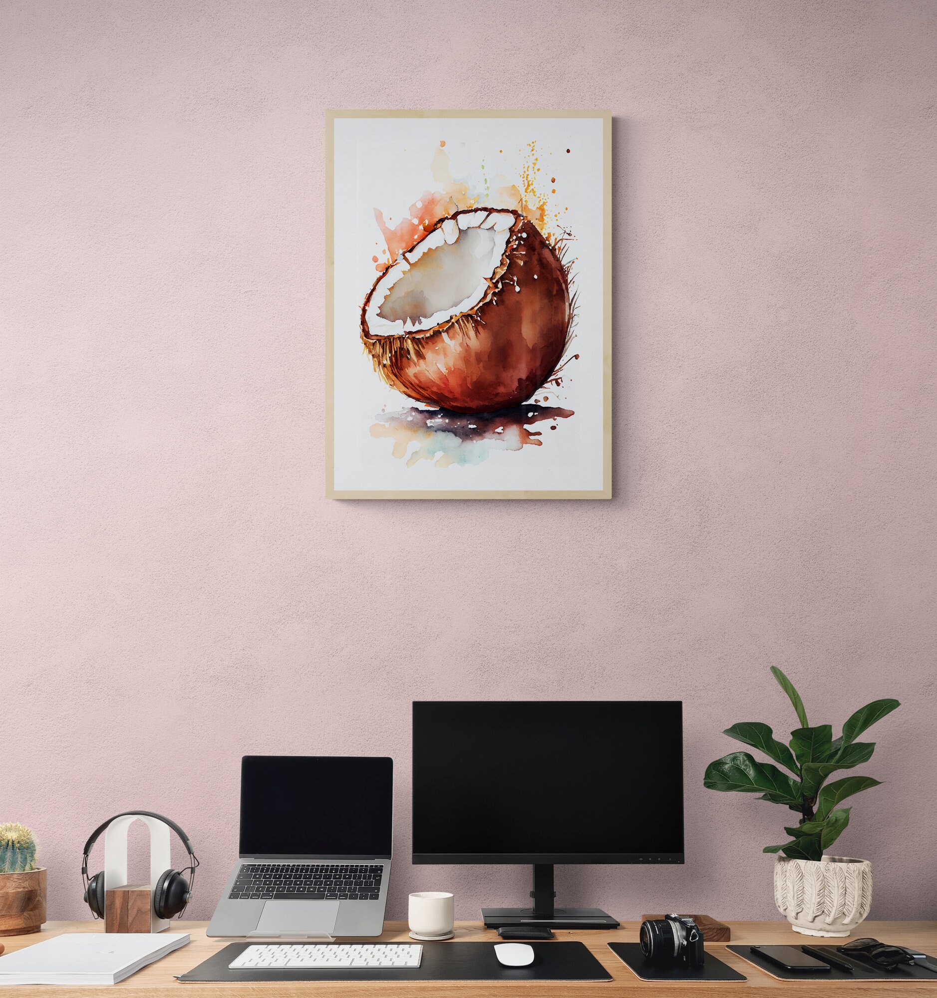 Coconut Fruit Wall Art, Fruit Printable Art, Coconut Print, Fruit ...