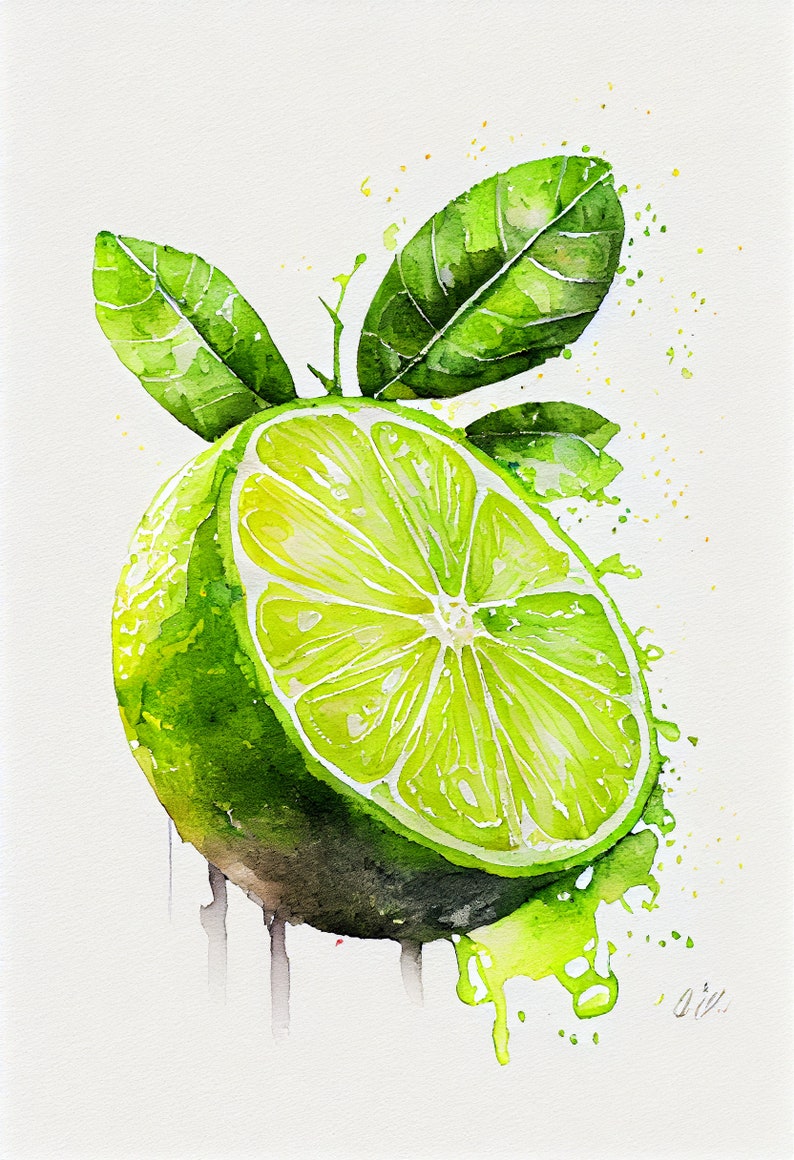 Lime Fruit Wall Art, Fruit Printable Art, Lime Print, Fruit Market ...