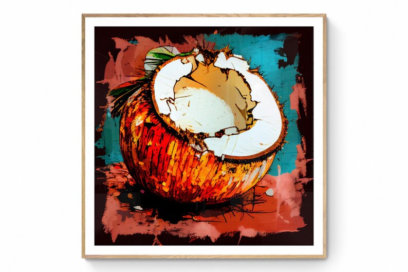 Coconut Wall Art, Fruit Printable Art, Coconut Print, Fruit ...