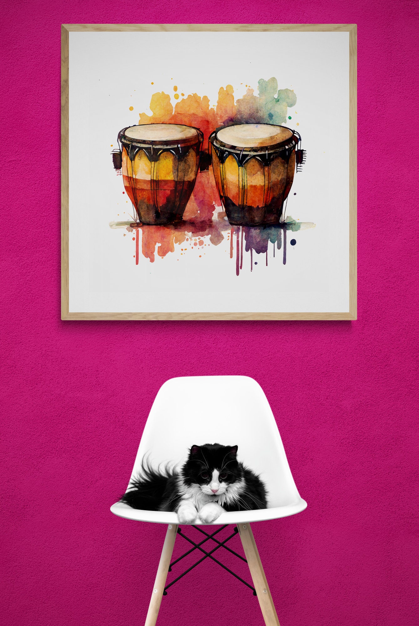 Bongo Drums Wall Art, Instrument Wall Art, Watercolor Wall Art ...