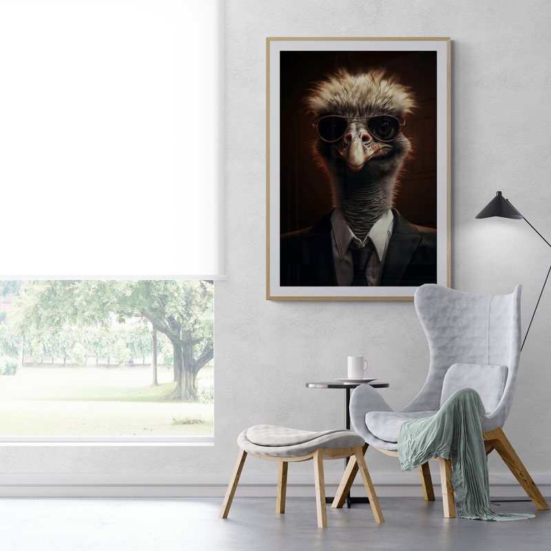 Ostrich Wall Art, Ostrich Wall Décor, Ostrich Poster, Ostrich Gift ...