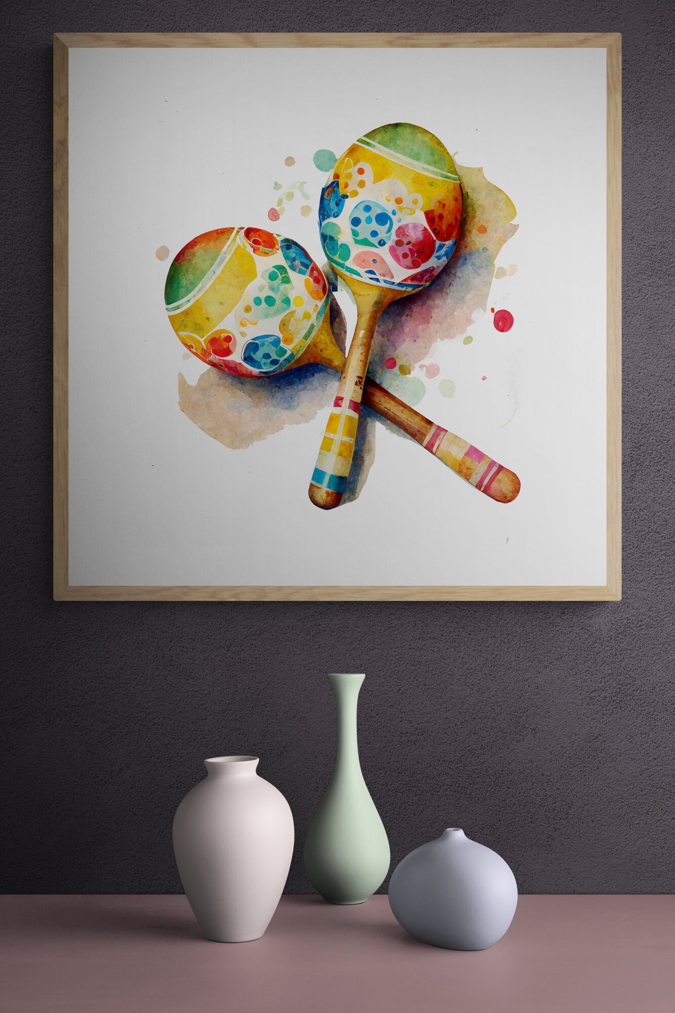Maracas Wall Art, Instrument Wall Art, Watercolor Wall Art, Maracas ...