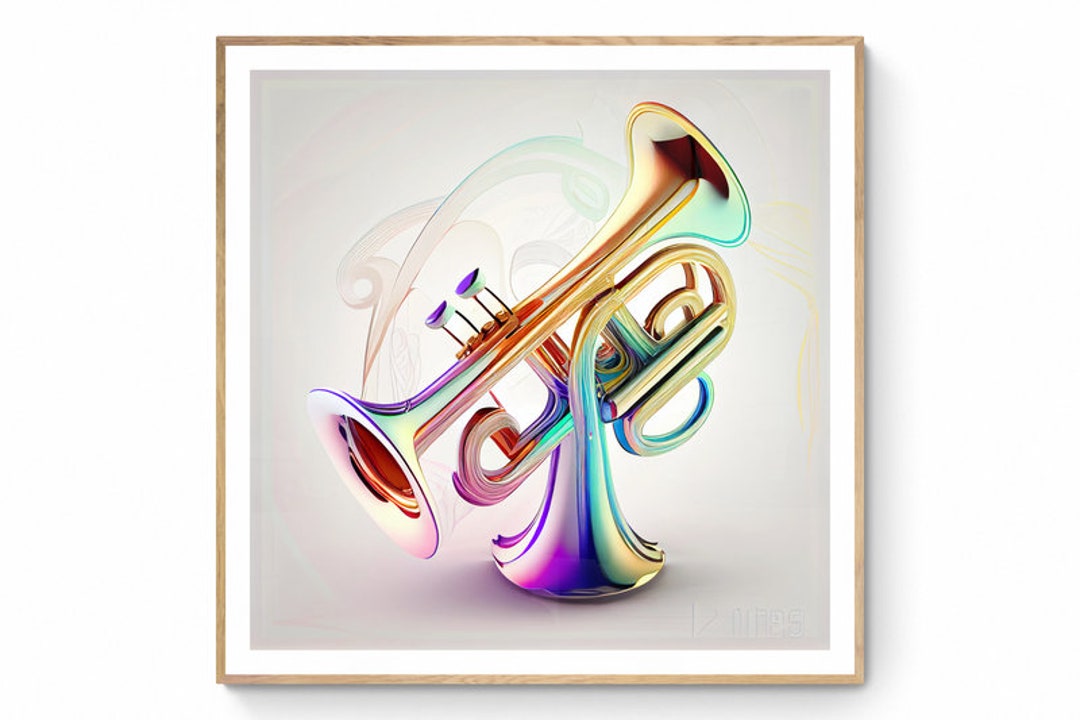 Trumpet Wall Art, Instrument Wall Art, Watercolor Wall Art, Trumpet ...