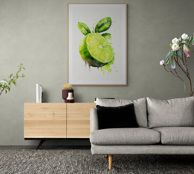Lime Fruit Wall Art, Fruit Printable Art, Lime Print, Fruit Market ...