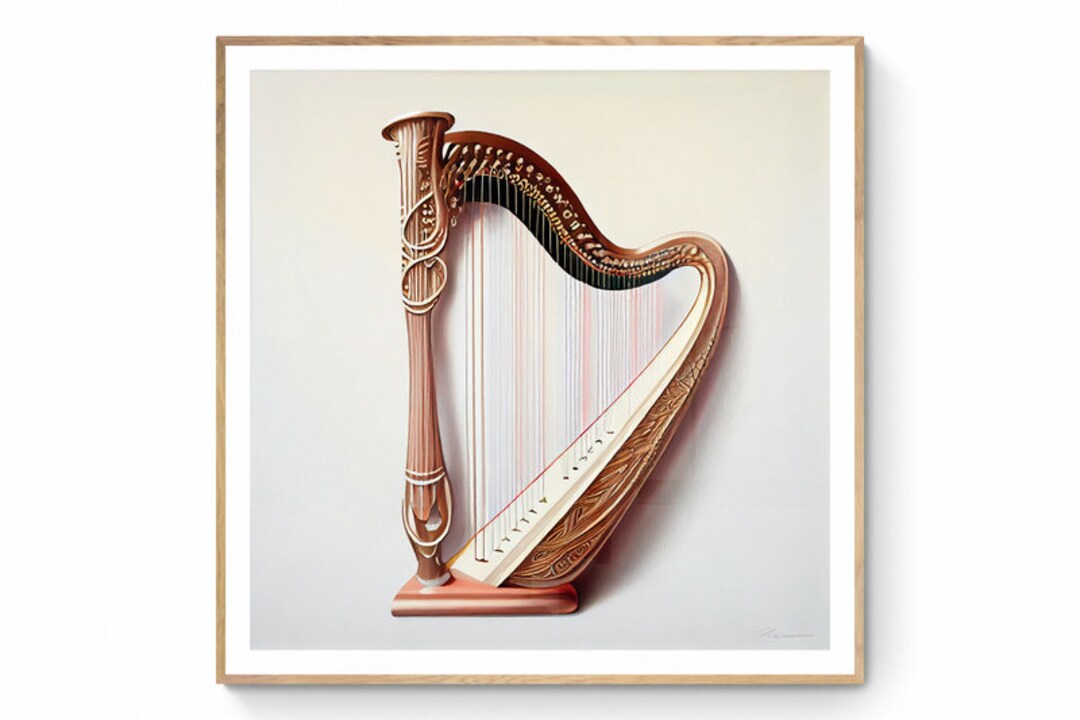 Harp Wall Art, Instrument Wall Art, Watercolor Wall Art, Harp Lovers ...