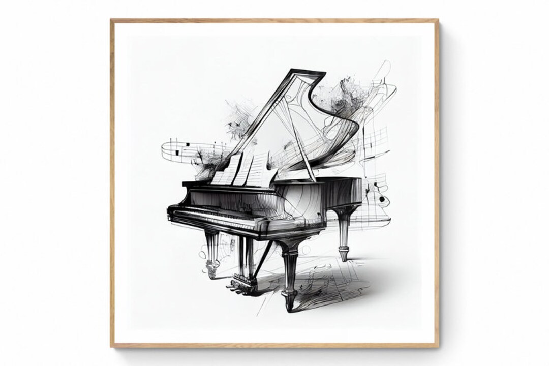 Piano Wall Art, Instrumental Wall Décor, Watercolor Piano Wall Art ...