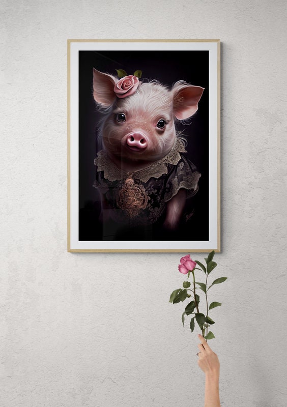 Pig Wall Art, Pig Wall Décor, Pig Poster, Pig Gift, Pig Lovers, Digital ...
