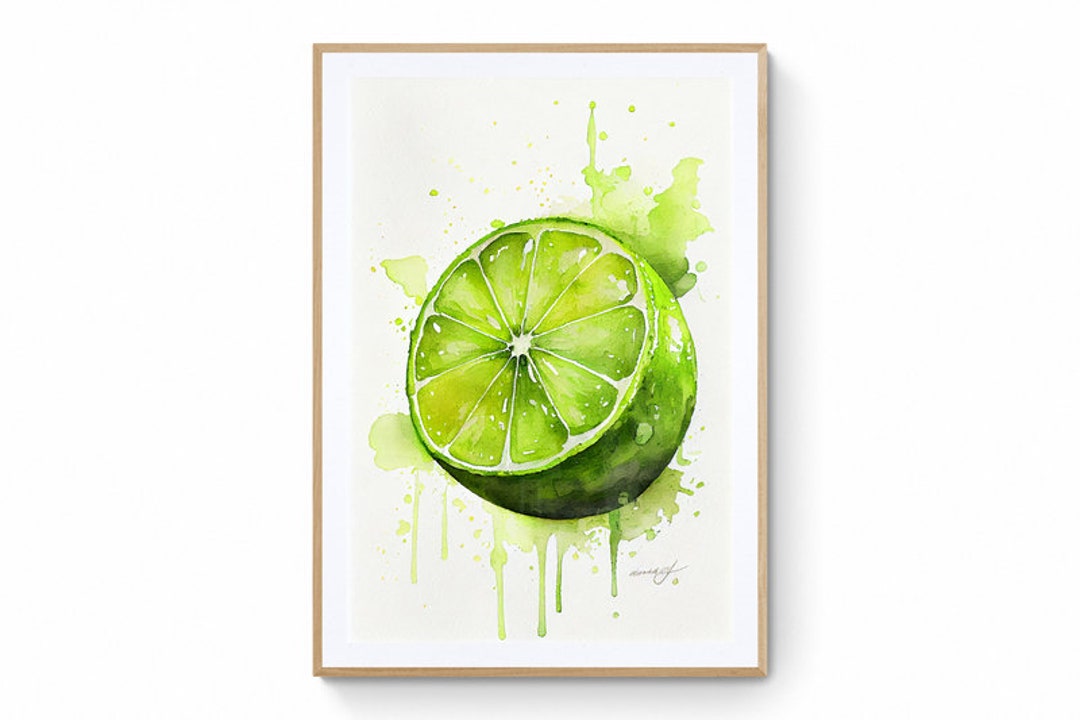 Lime Fruit Wall Art, Fruit Printable Art, Lime Print, Fruit Market ...