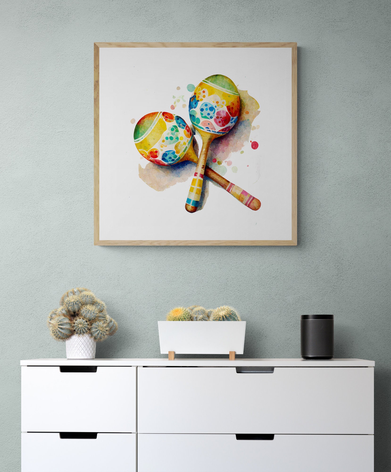 Maracas Wall Art, Instrument Wall Art, Watercolor Wall Art, Maracas ...