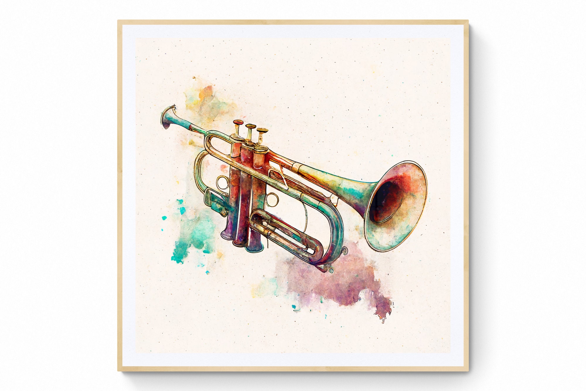 Trumpet Wall Art, Instrument Wall Art, Watercolor Wall Art, Trumpet ...