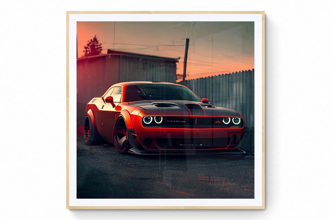 Dodge Challenger Car Art, Sports Car Digital Art, Car Printable Art ...