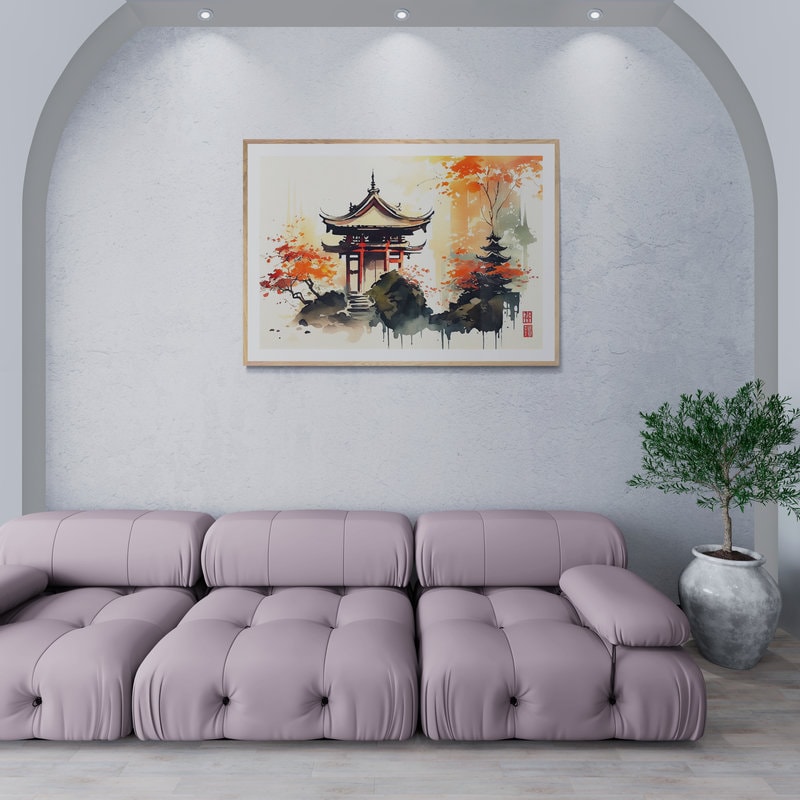 Japanese Wall Art, Watercolor Landscape, Zen Wall Art, Japanese Poster ...