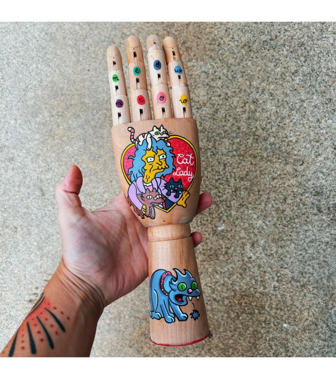 Simpson Fan Art Hand Painted Crazy Cat Lady Eleanor Abernathy Heart ...