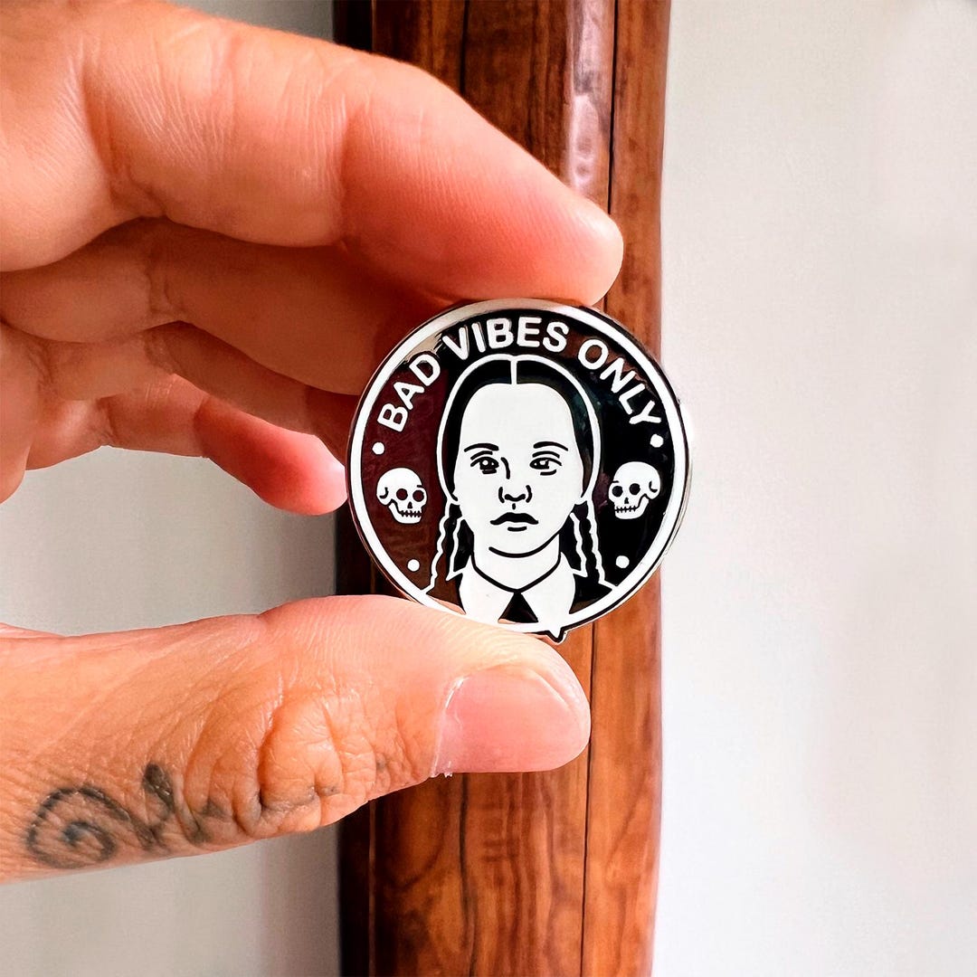 Wednesday Addams Fan Art Bad Vibes Only Enamel Pin - Etsy