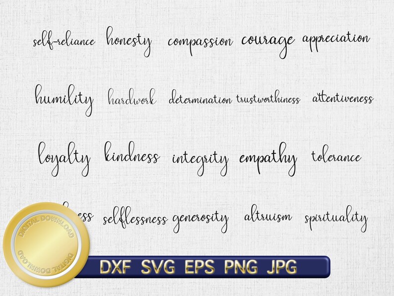 20 Core Values Dxf Svg Eps Png Jpg Digital Download T - Etsy