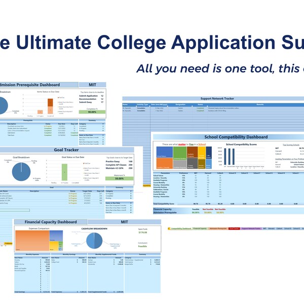 College Tracking Spreadsheet - Etsy