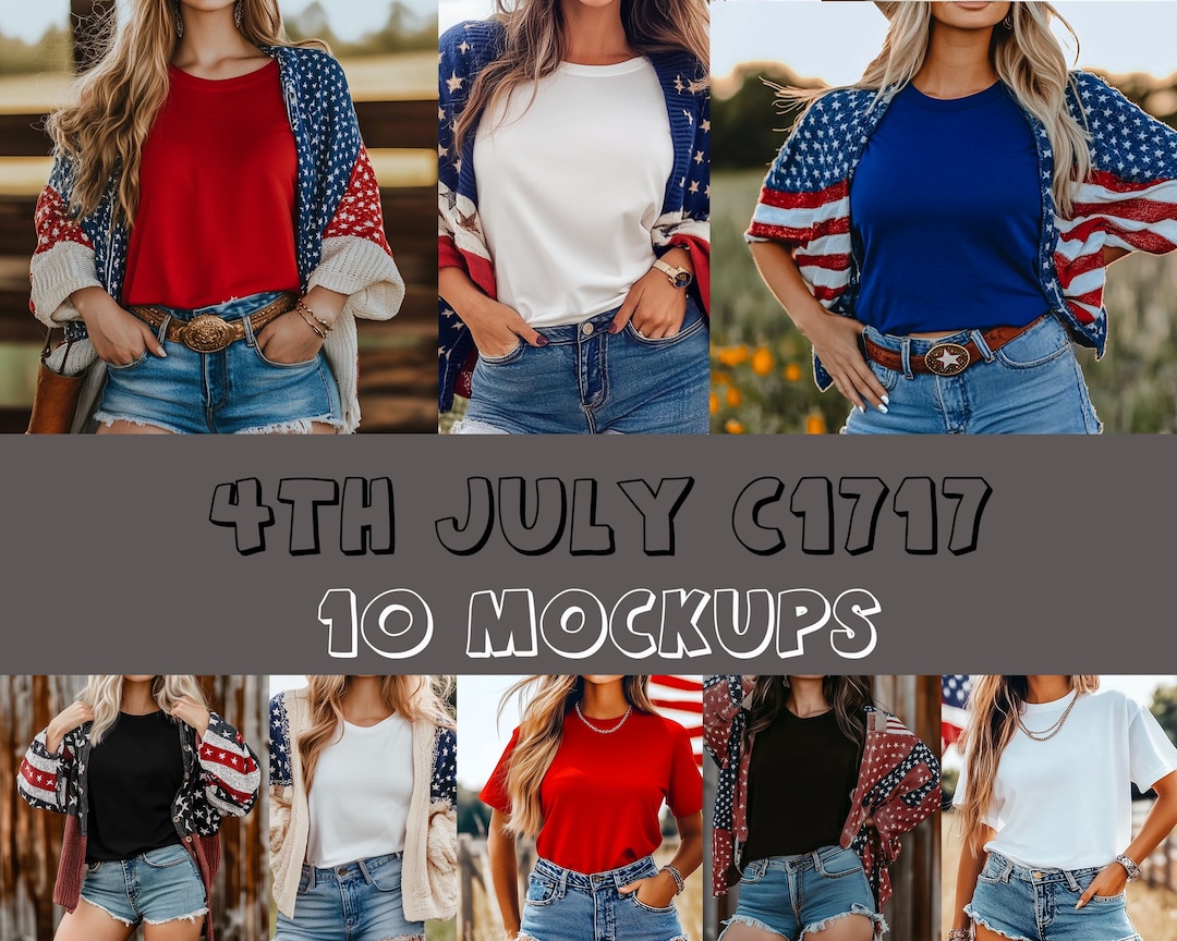 10 X 4th July Tshirt Mockups White Red Black and Blue Comfort Colors ...