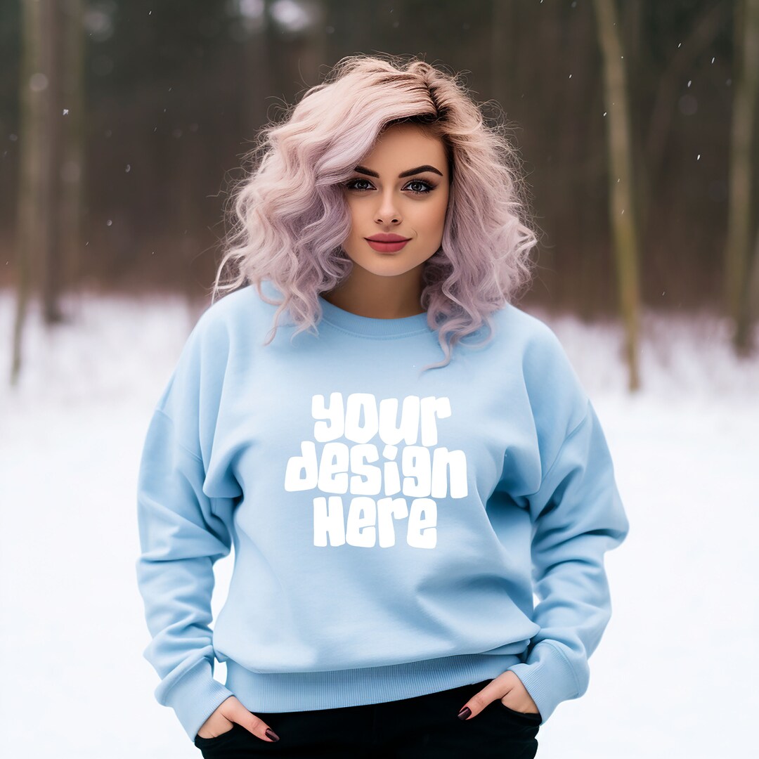 Light Blue Gildan 18000 Mockup Christmas Sweatshirt Mockup Holiday ...