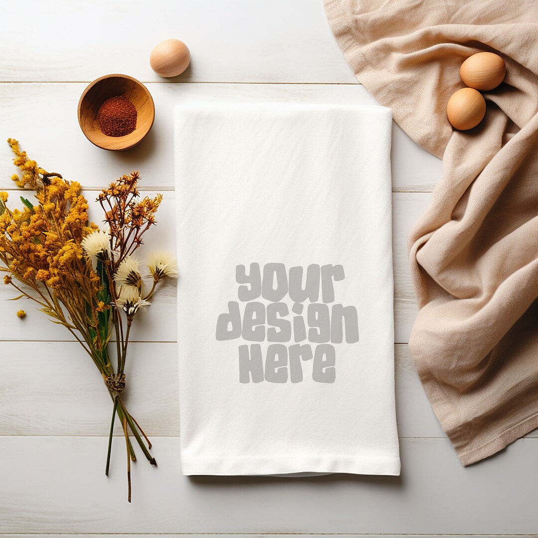 Blank Linen Kitchen Towel Flour Sac Mock up White Towel Mockup, Blank ...