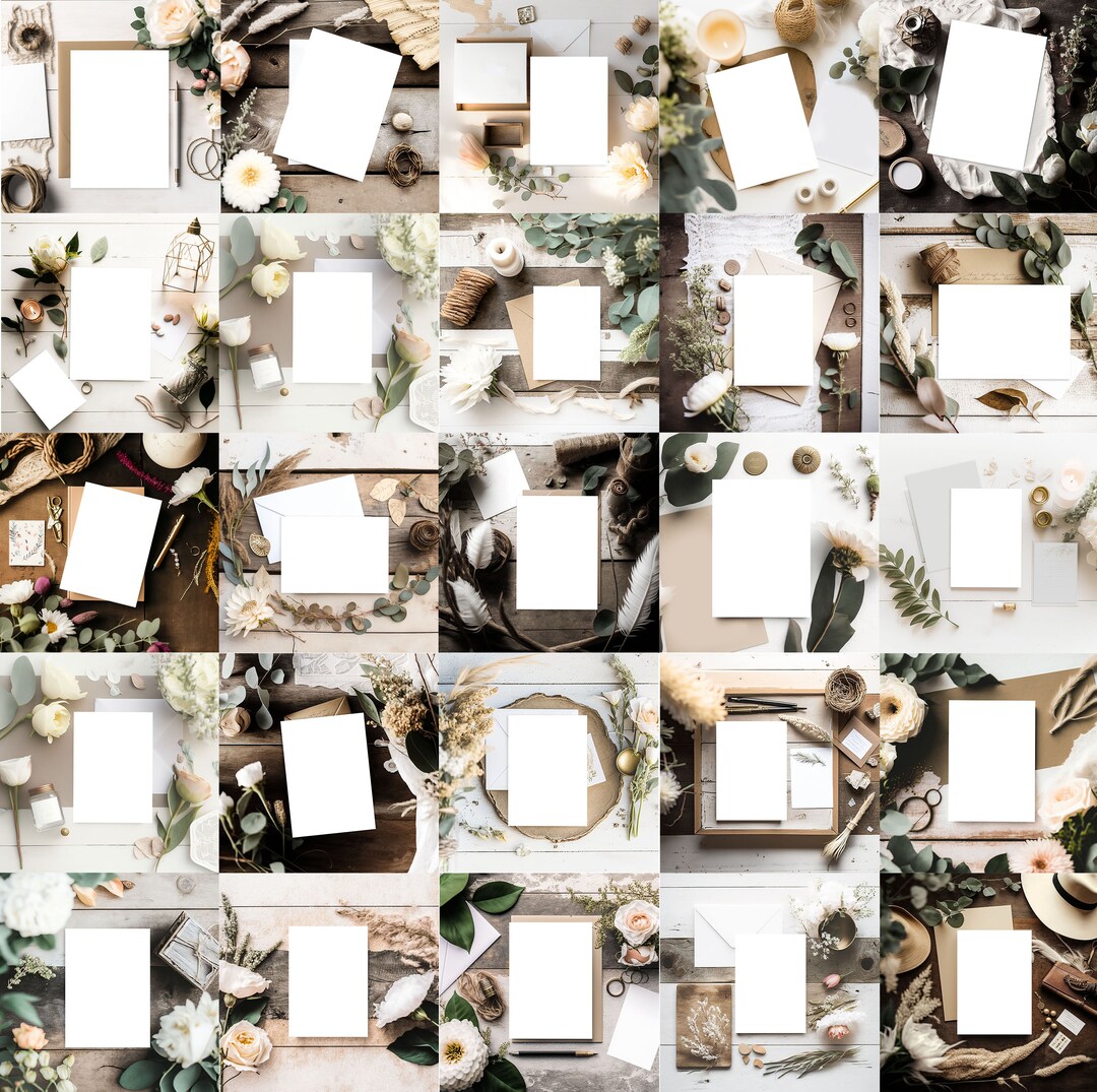 26 Boho Card Mockup Bundle 5x7 Rustic Art Card Mockups Invitations ...