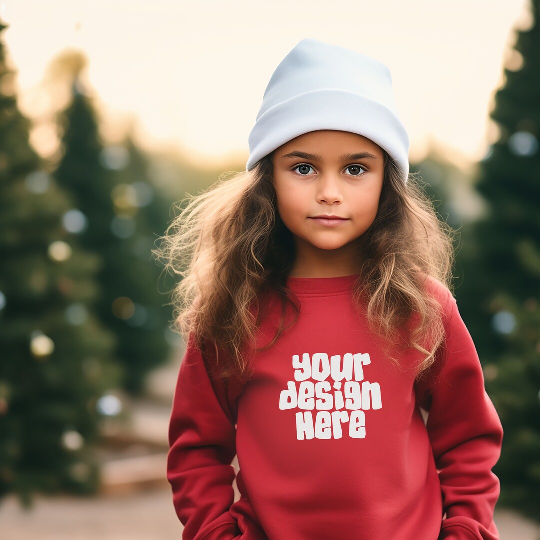 Tree Farm Mockup Gildan 18000b Mockup Christmas Jumper Mockup Kids Red ...