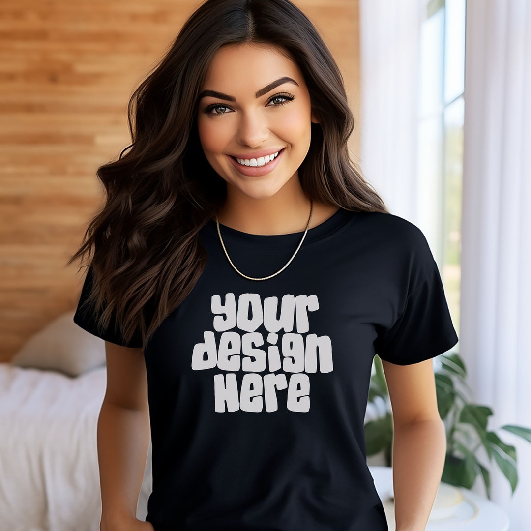 Black Tshirt Mockup Boho Shirt Mockup Bella Canvas 3001 Mockup Diverse ...