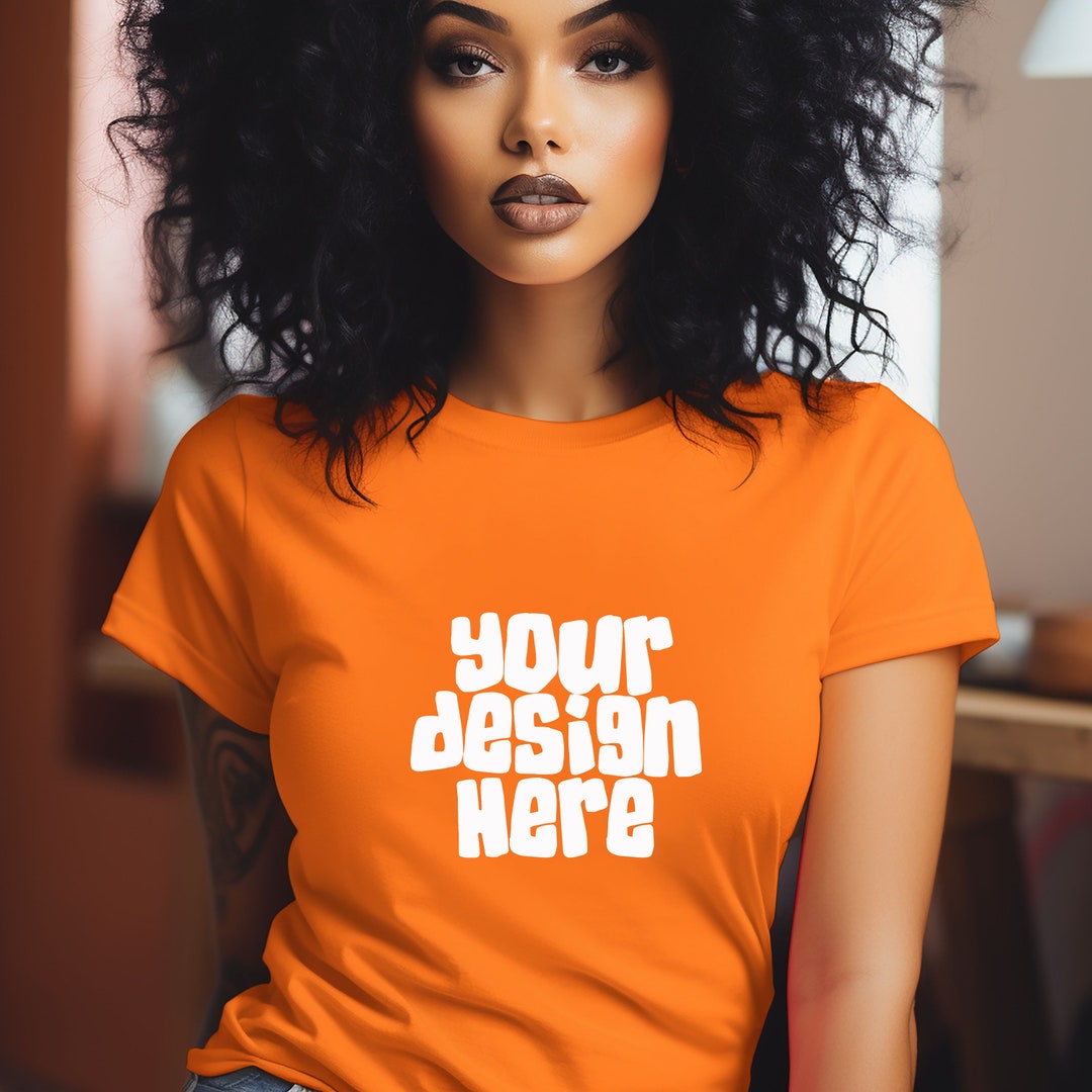 Orange Tshirt Mockup Boho Shirt Mockup Bella Canvas 3001 Mockup Diverse ...