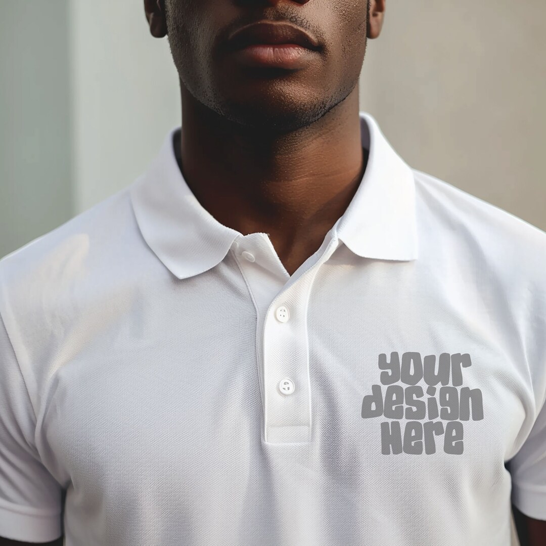 White Polo Shirt Mockup Print on Demand Brand Sports Club Business ...