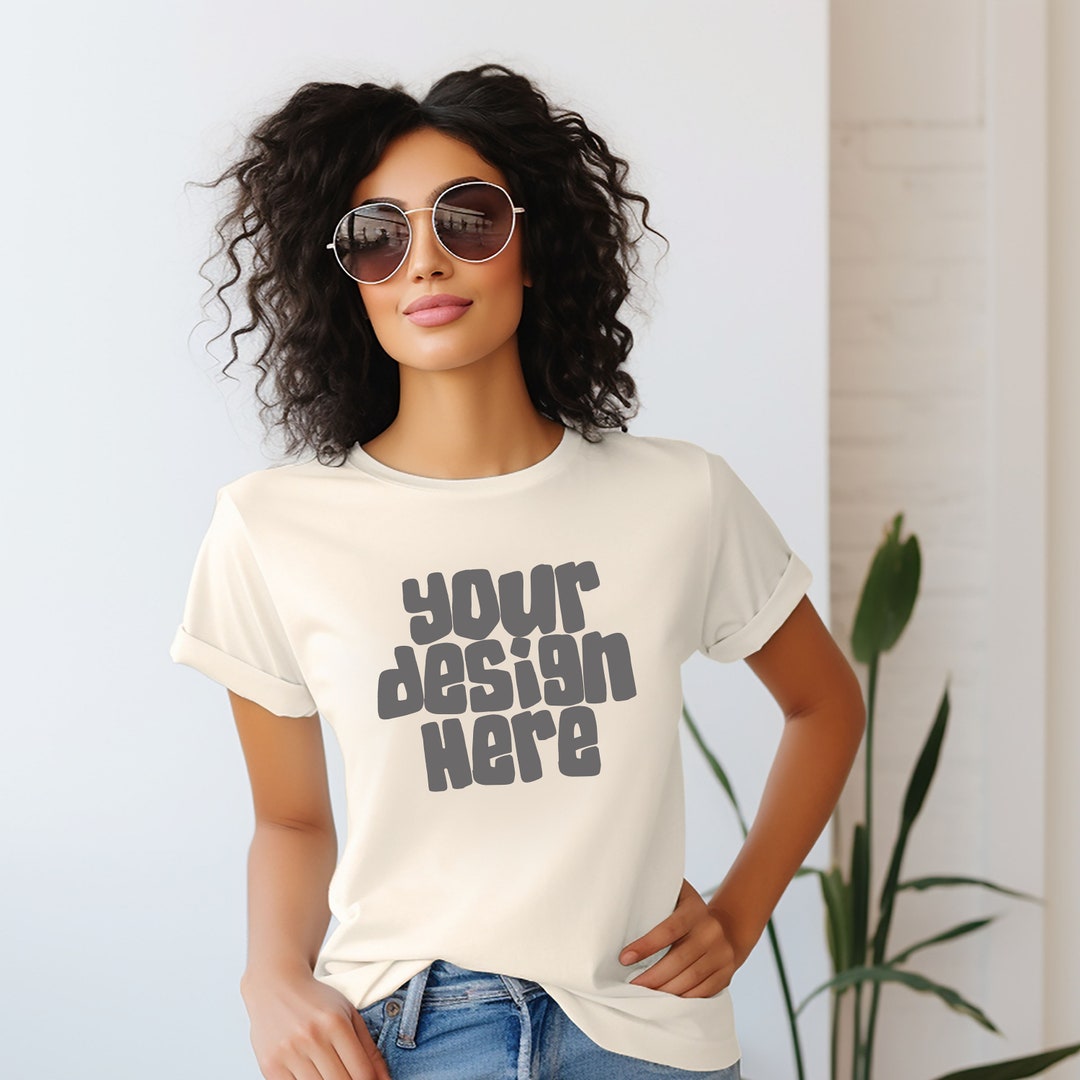 Soft Cream Tshirt Mockup Boho Shirt Mockup Bella Canvas 3001 Mockup ...