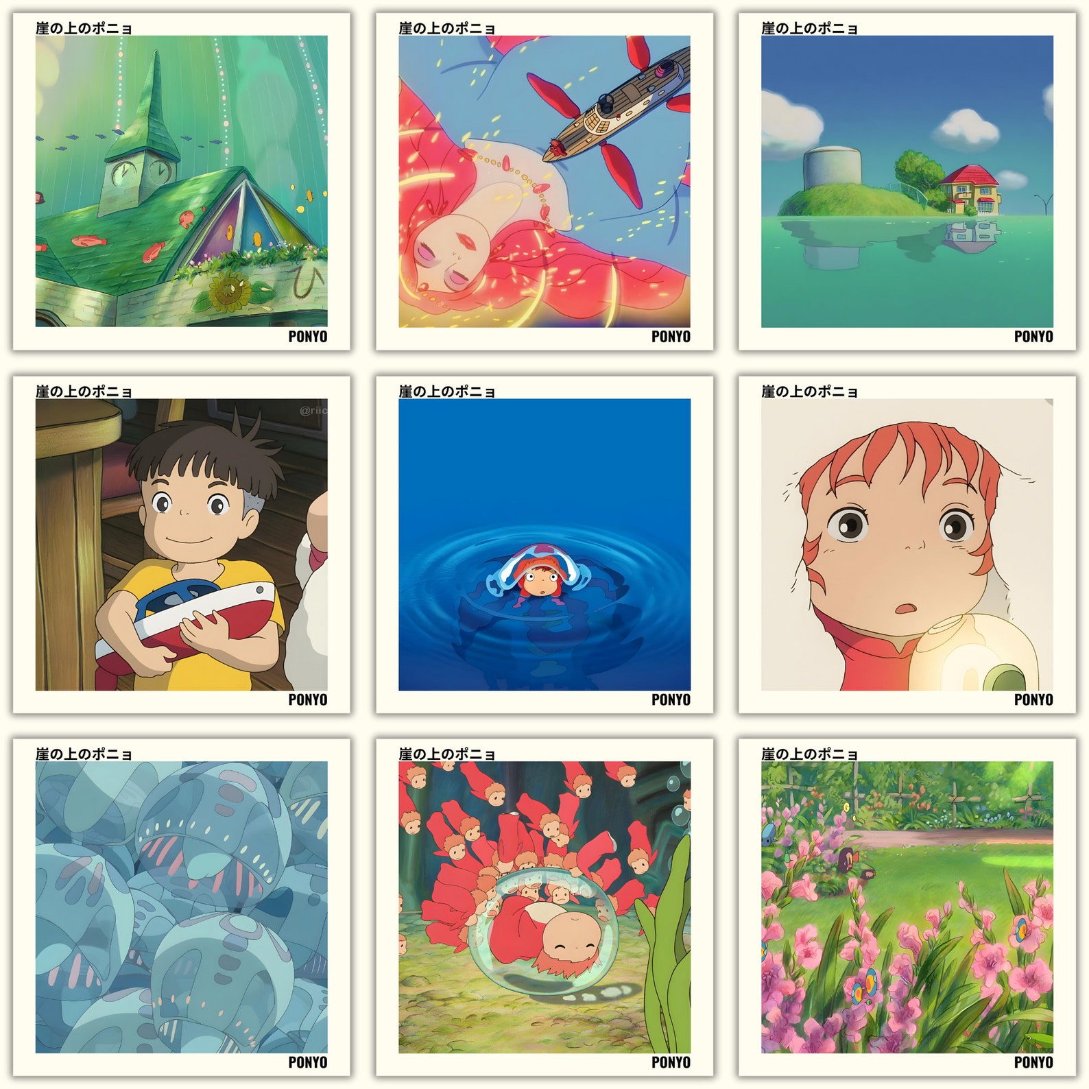 PONYO Printable Poster Set Studio Ghibli size: 6 X 6 ghibli Movies ...