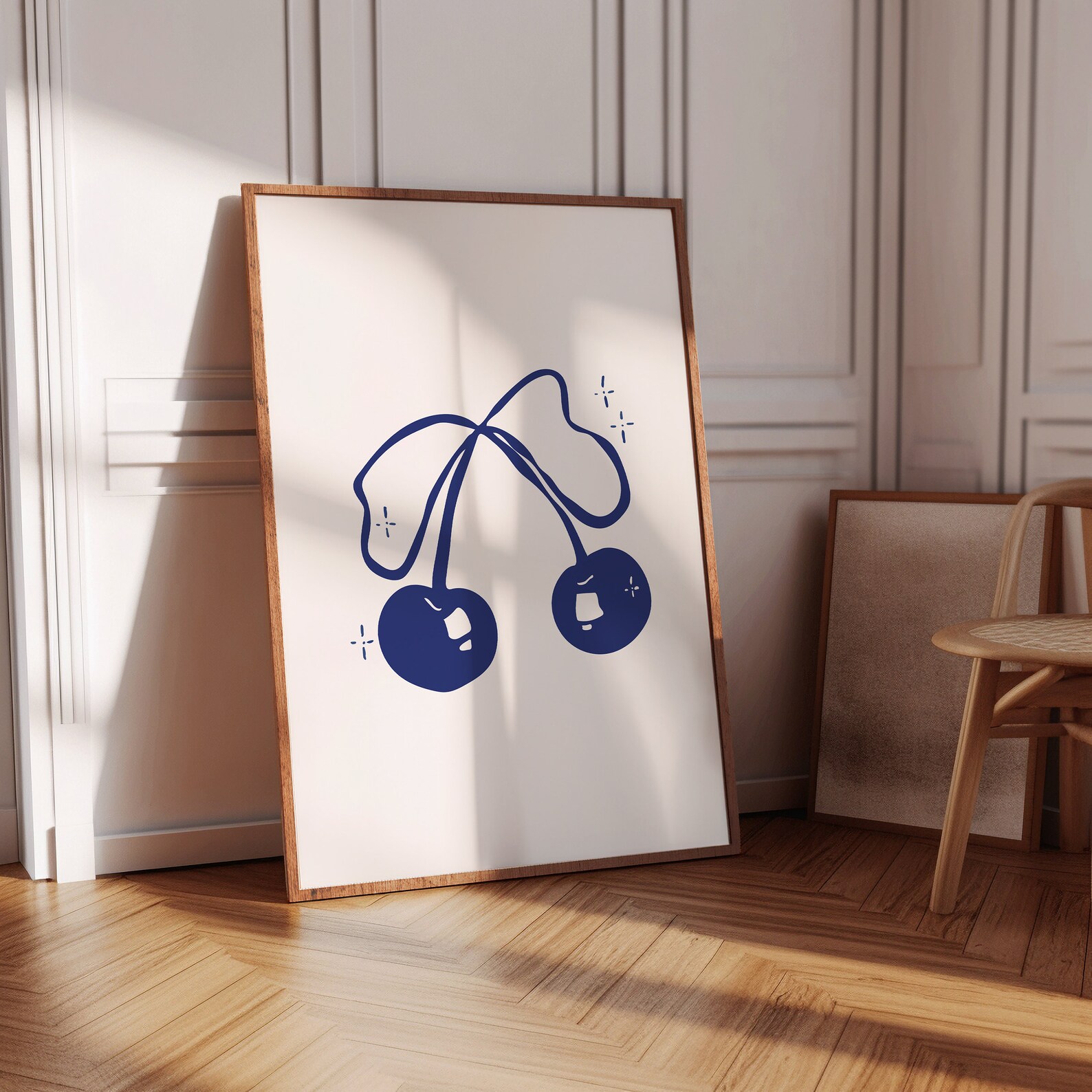 Navy Blue Bow and Cherry Posters Set of 3 Coquette Aesthetic Girly Wall ...