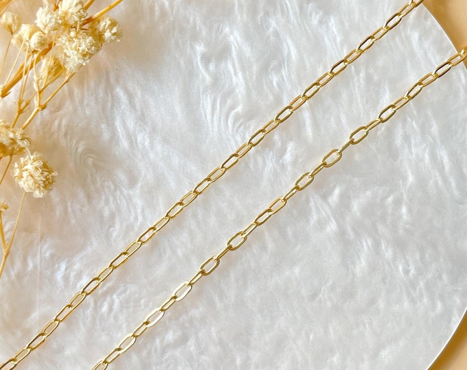 1 Meter 14K Gold Plated 2.2mm Mini Paper Clip Cable Chain | Rectangular ...
