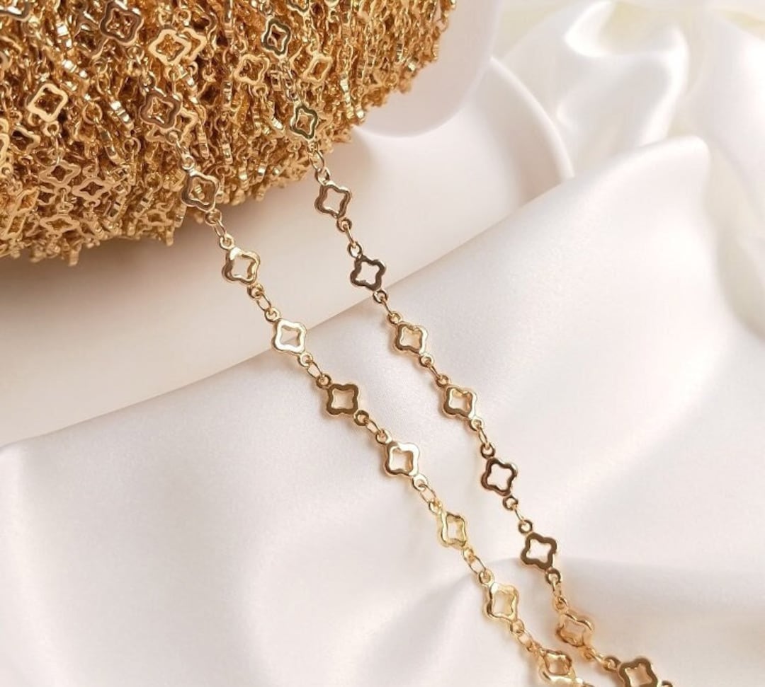 50cm 14K Gold Plated Four-leaf Clover Chain DIY Necklace Chain Bracelet ...