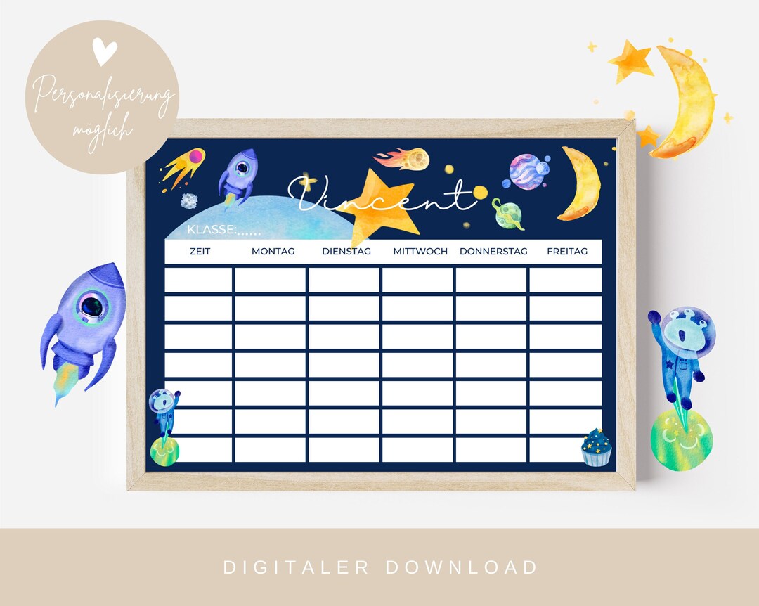 Timetable Space Timetable PDF Personalized Digital Download Lesson Plan ...