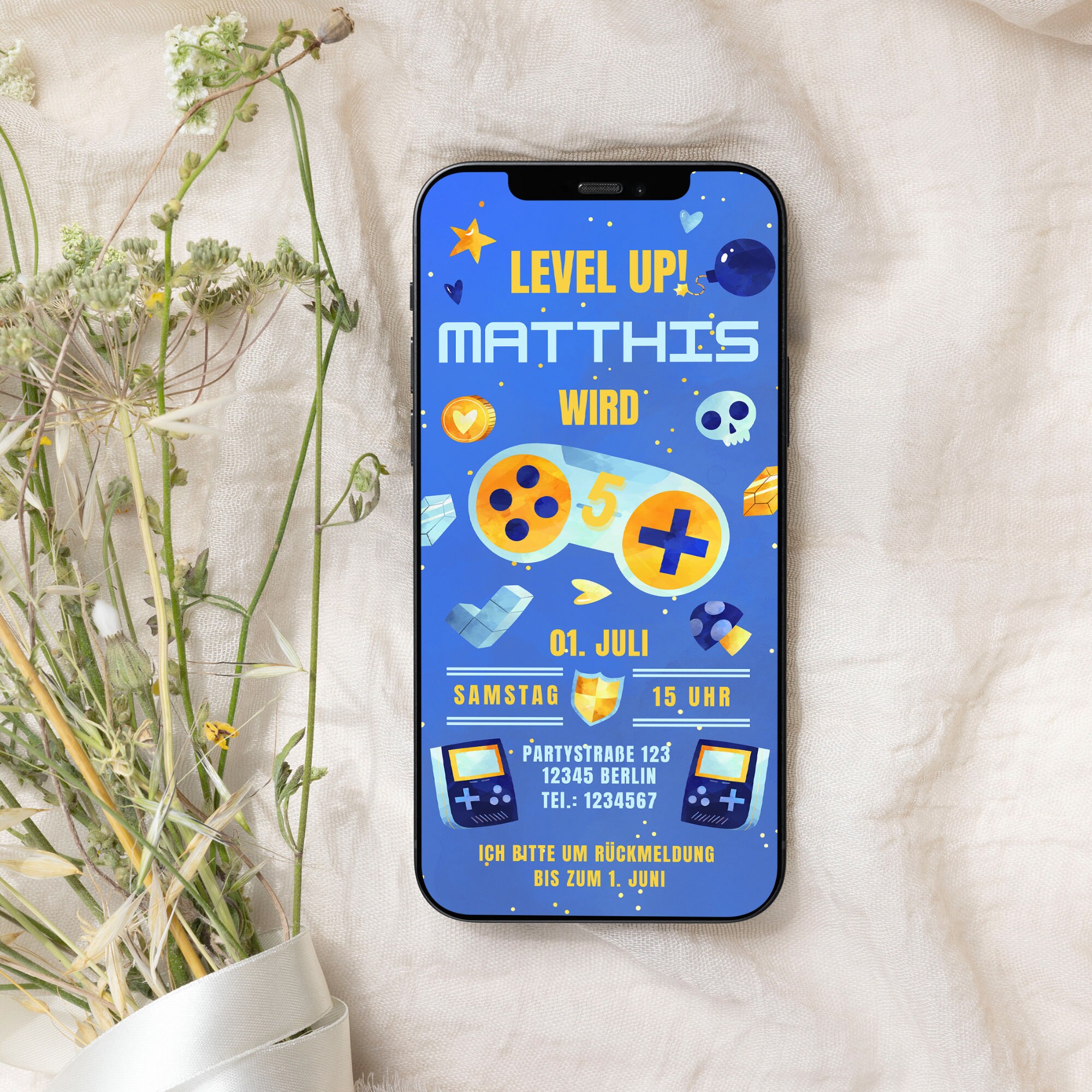 Children's Birthday Invitation Digital Gaming / Playstation ...