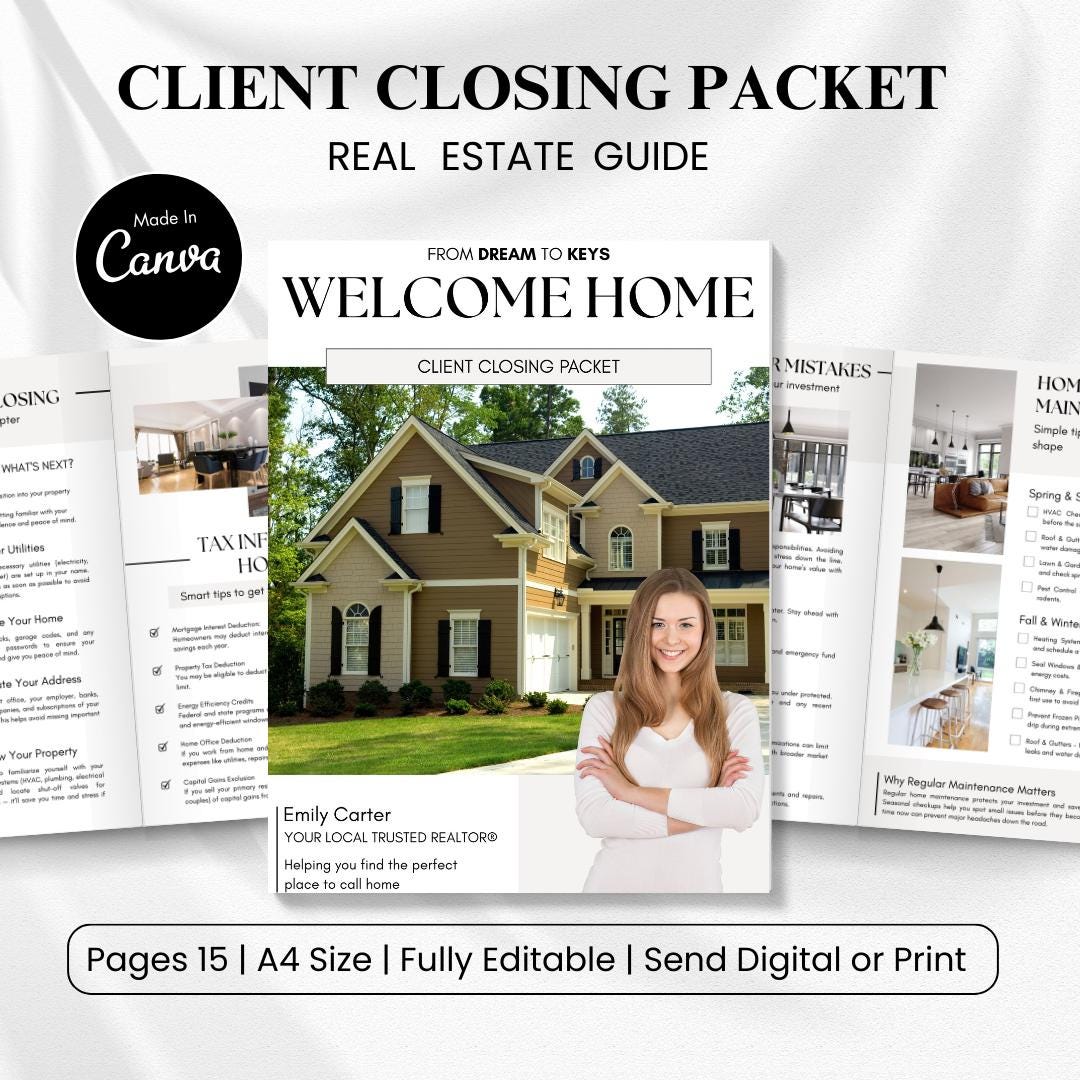 Real Estate Closing Packet Template | Home Buyer Guide | Real Estate ...