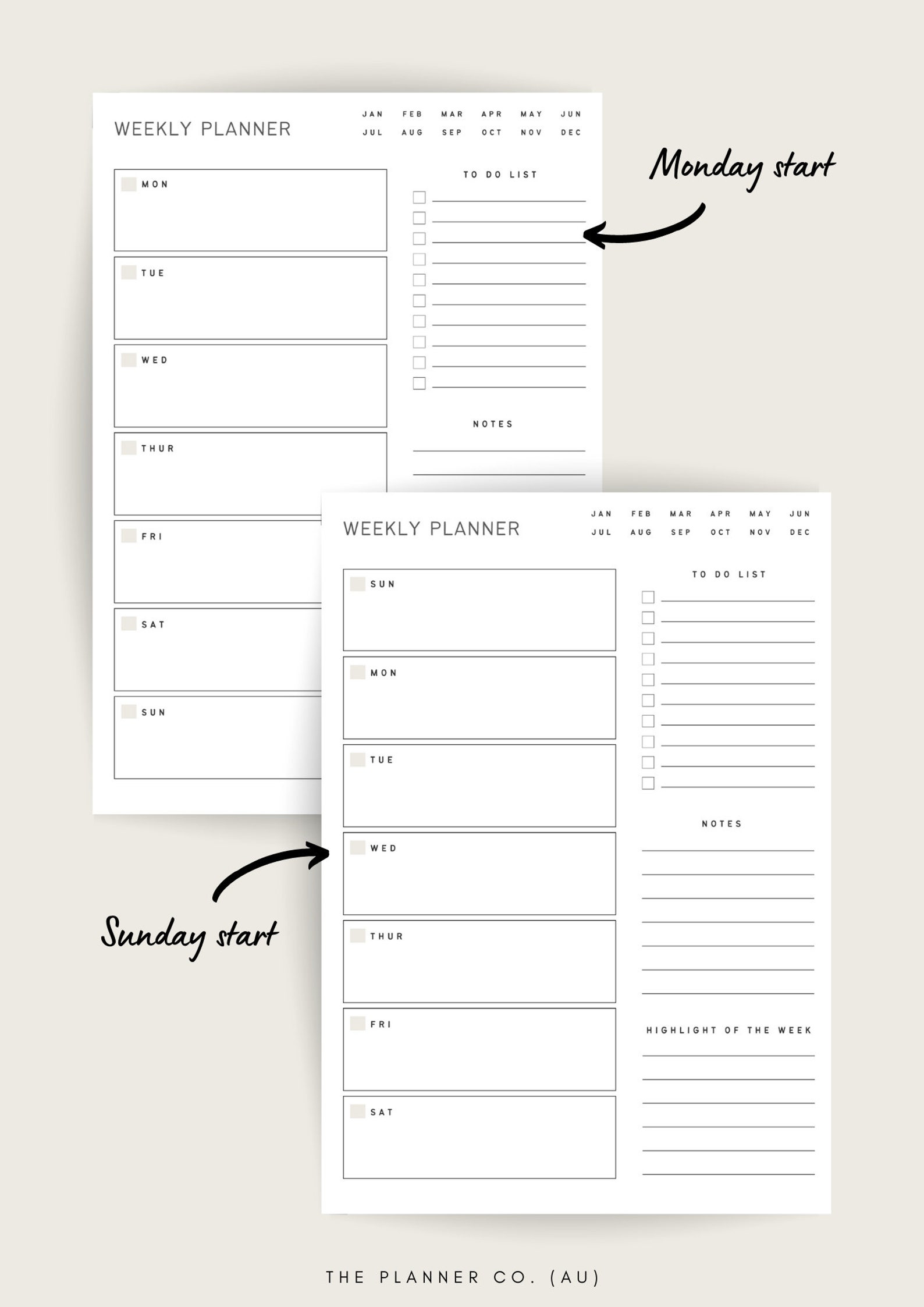PDF Weekly Planner, Weekly Planner Template, Weekly Planner Undated ...