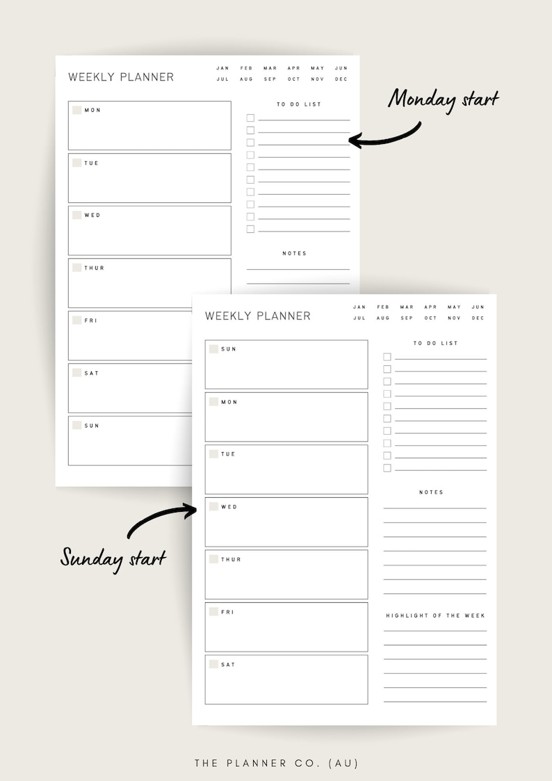 PDF Weekly Planner, Weekly Planner Template, Weekly Planner Undated ...